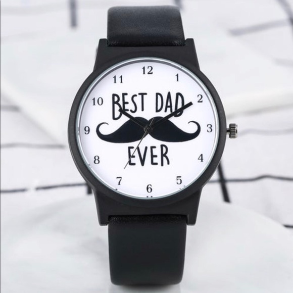 Accessories | Mens Fashion Black Best Dad Ever Mustache Watch | Poshmark